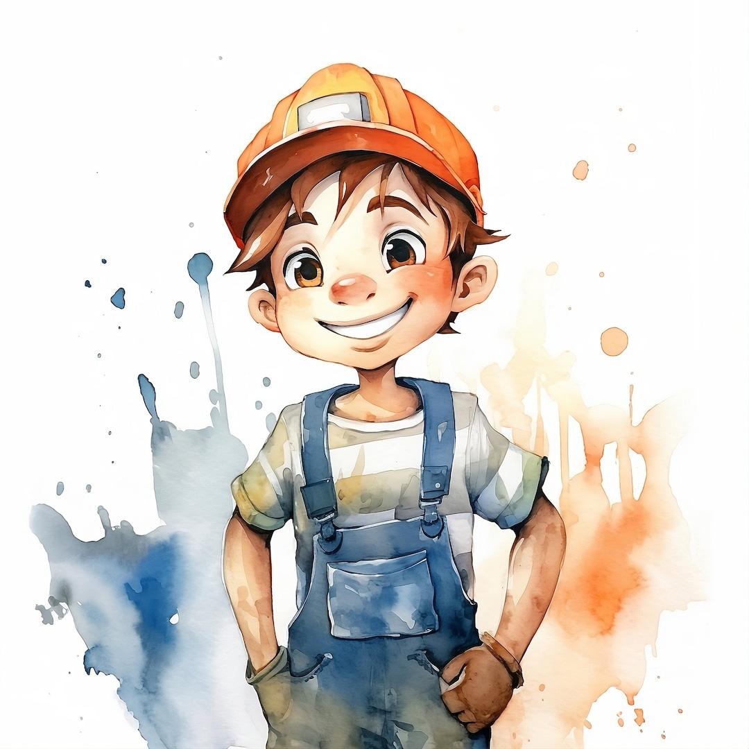 Sweet Construction Worker Boy Png Construction Worker Boy - Etsy