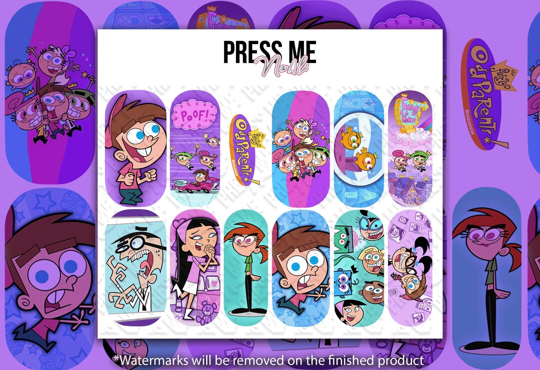 Fairly Odd Parents Waterslide Nail Decals L Nail Wraps L Nail Strips L ...