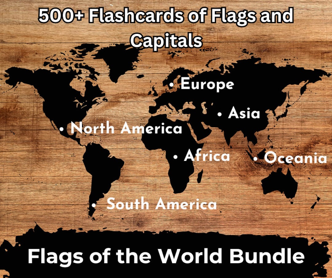 Bundle of World Countries and Capitals Flashcards Set Printable PDF ...