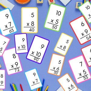 80 Multiplication Flashcards, Educational Learning Cards for Kids, Math ...