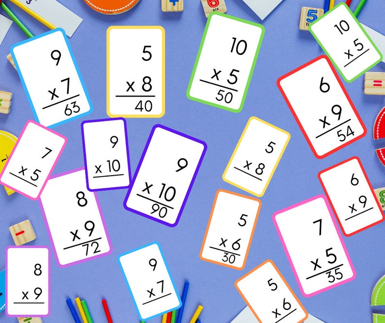 80 Multiplication Flashcards, Educational Learning Cards for Kids, Math ...
