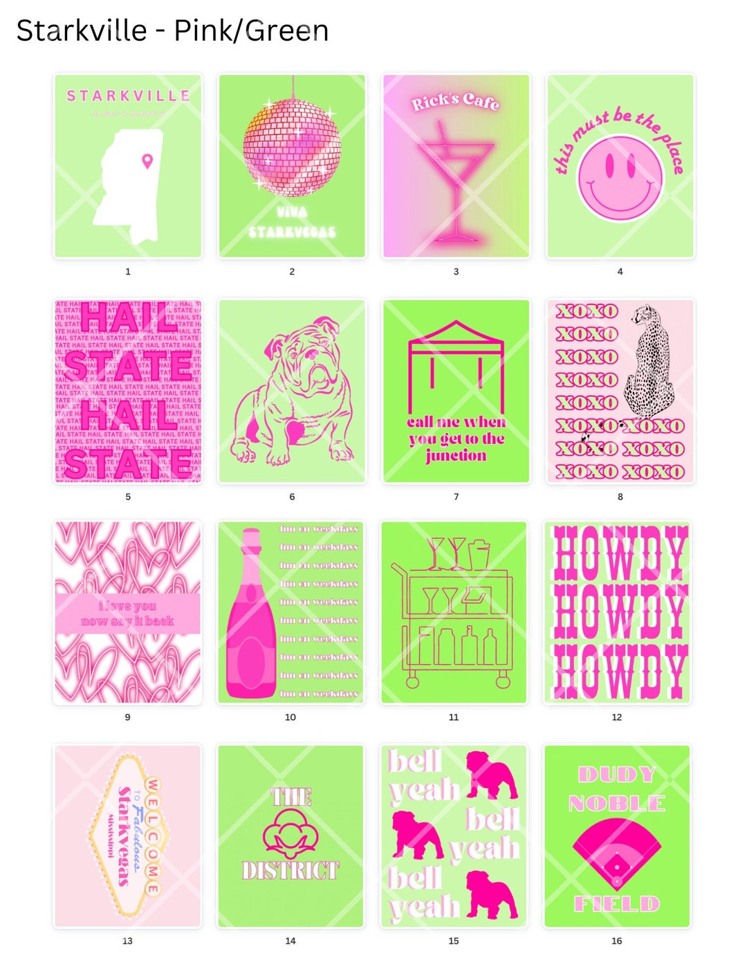 Pink and Green Mississippi State Prints - Etsy