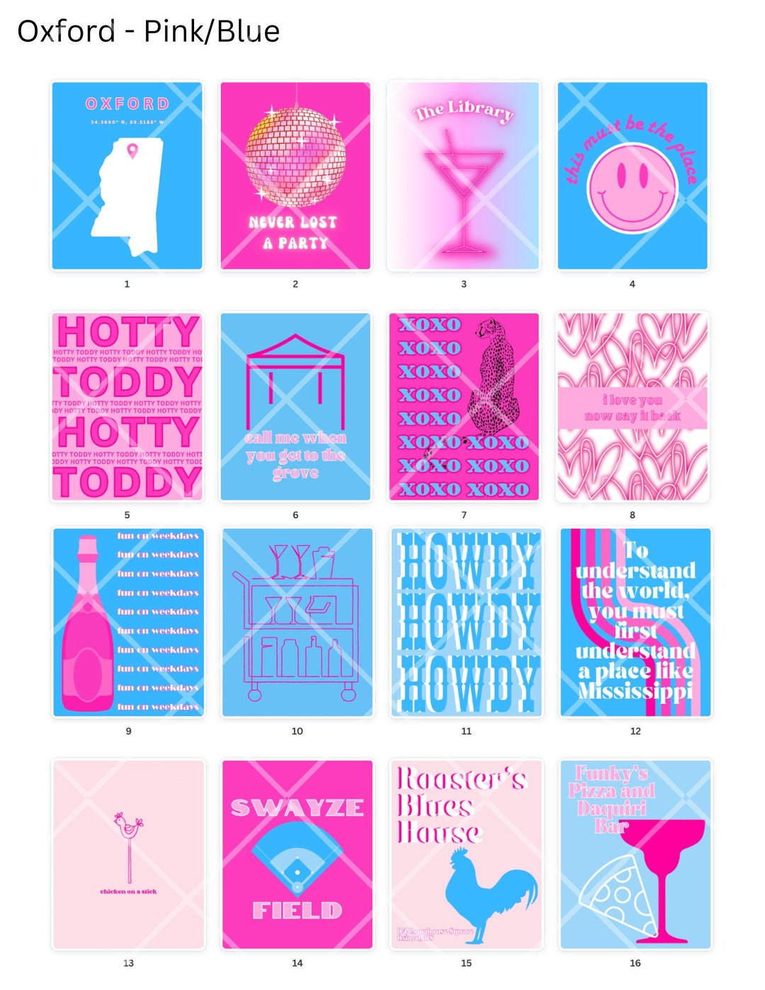 Pink and Blue Ole Miss Prints - Etsy