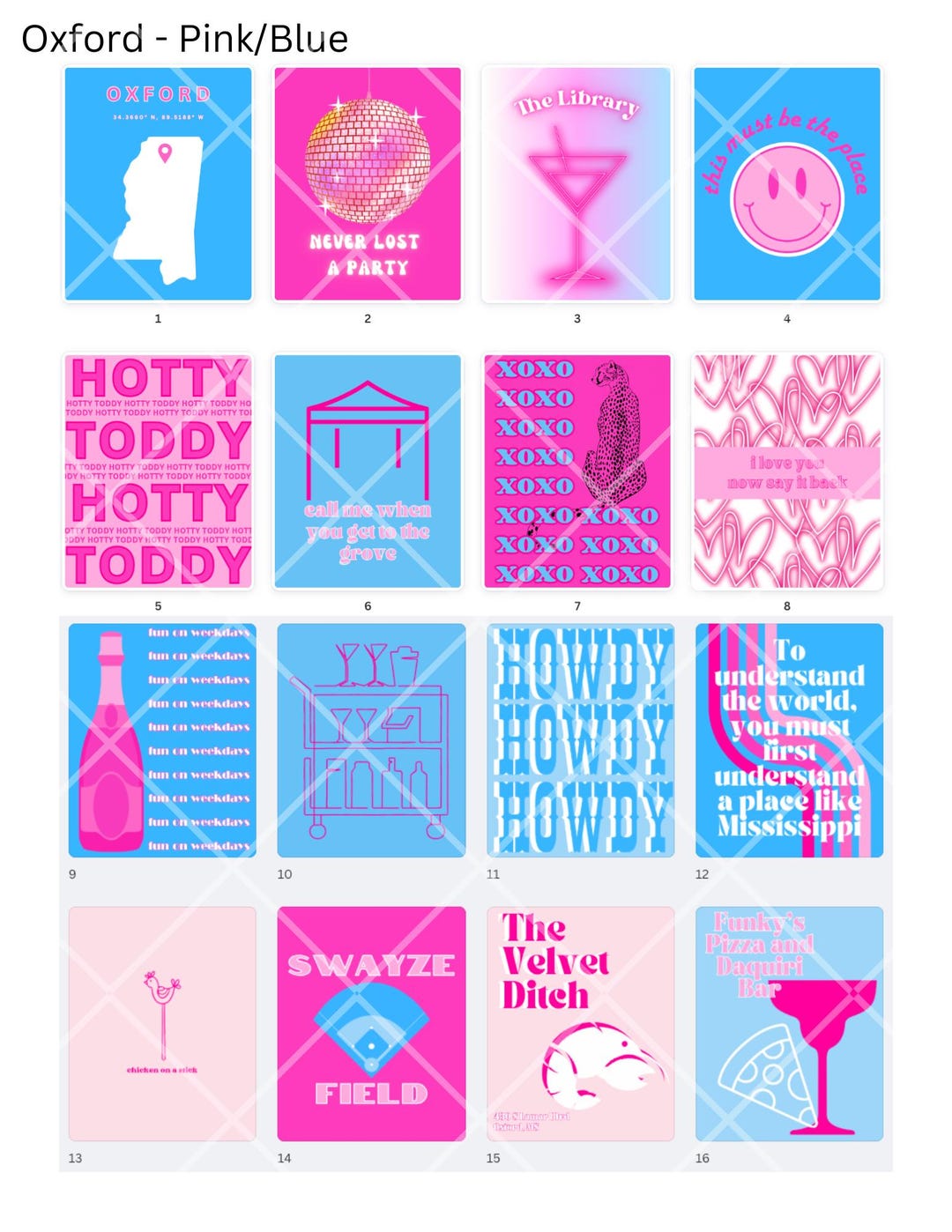 Pink and Blue Ole Miss Prints - Etsy