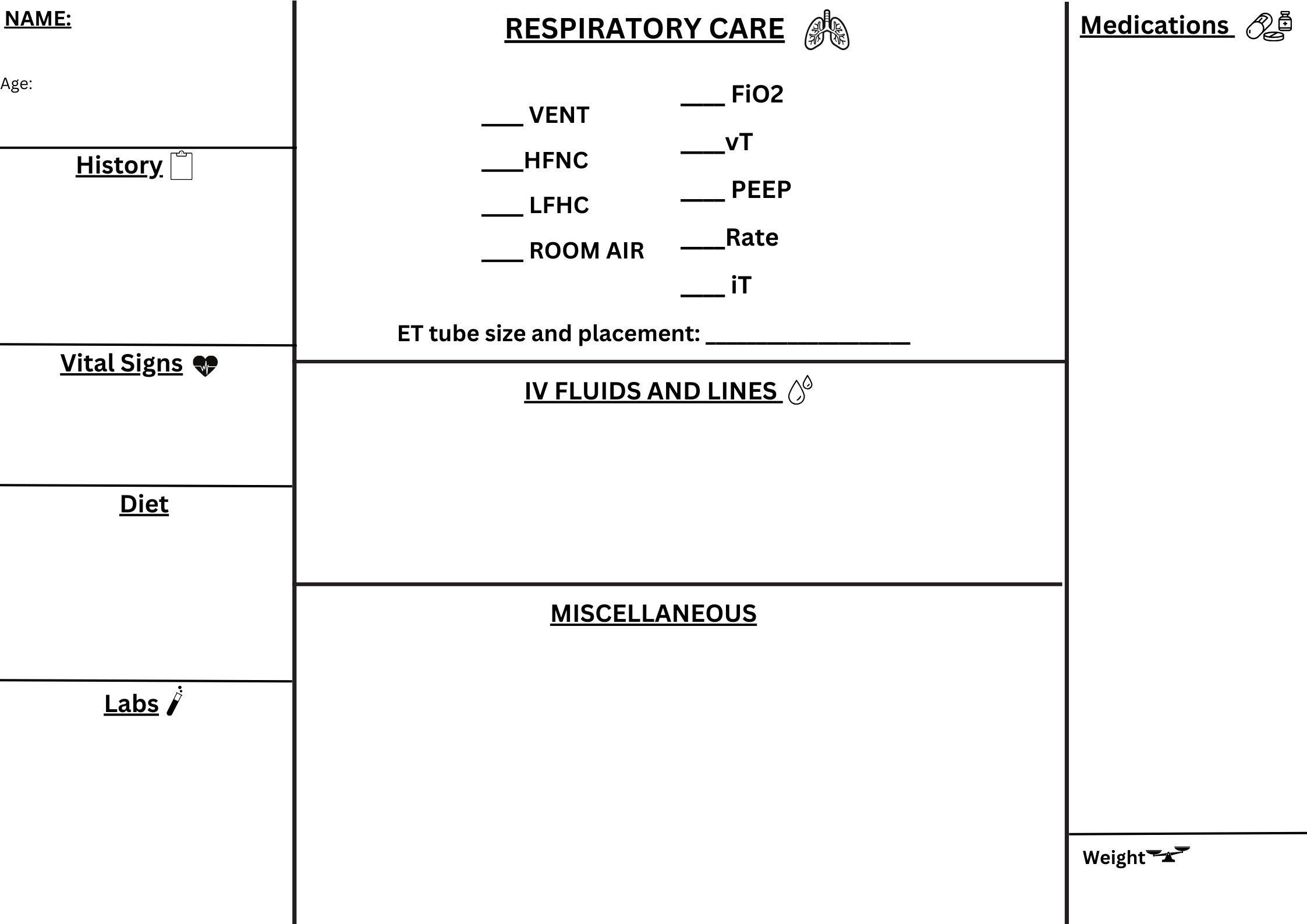 Intensive Care Unit Report Sheet, ICU Report Sheet, Planner for Nurses ...