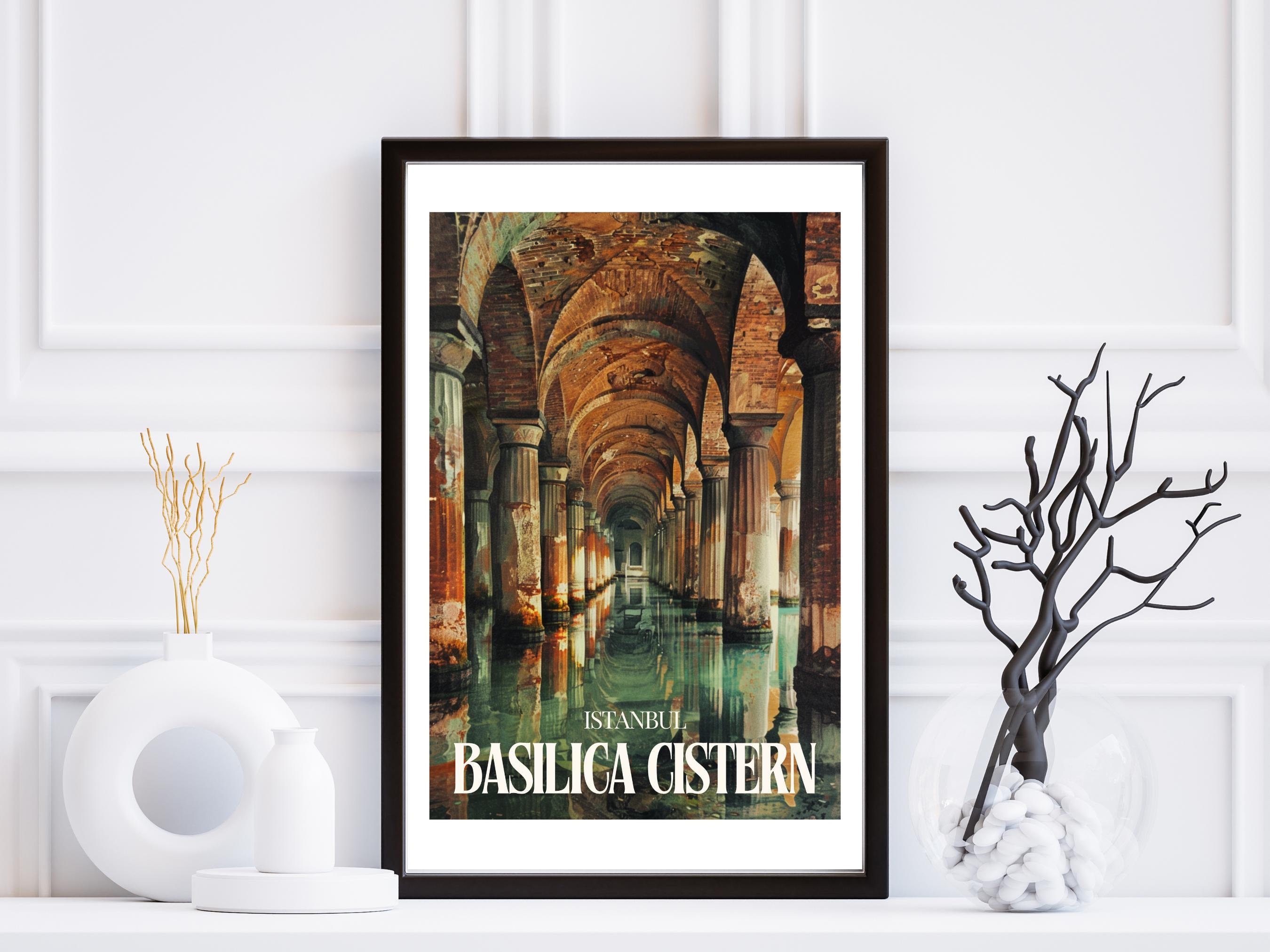 Basilica Cistern in Istanbul Wall Art Print, Retro Travel Print of ...