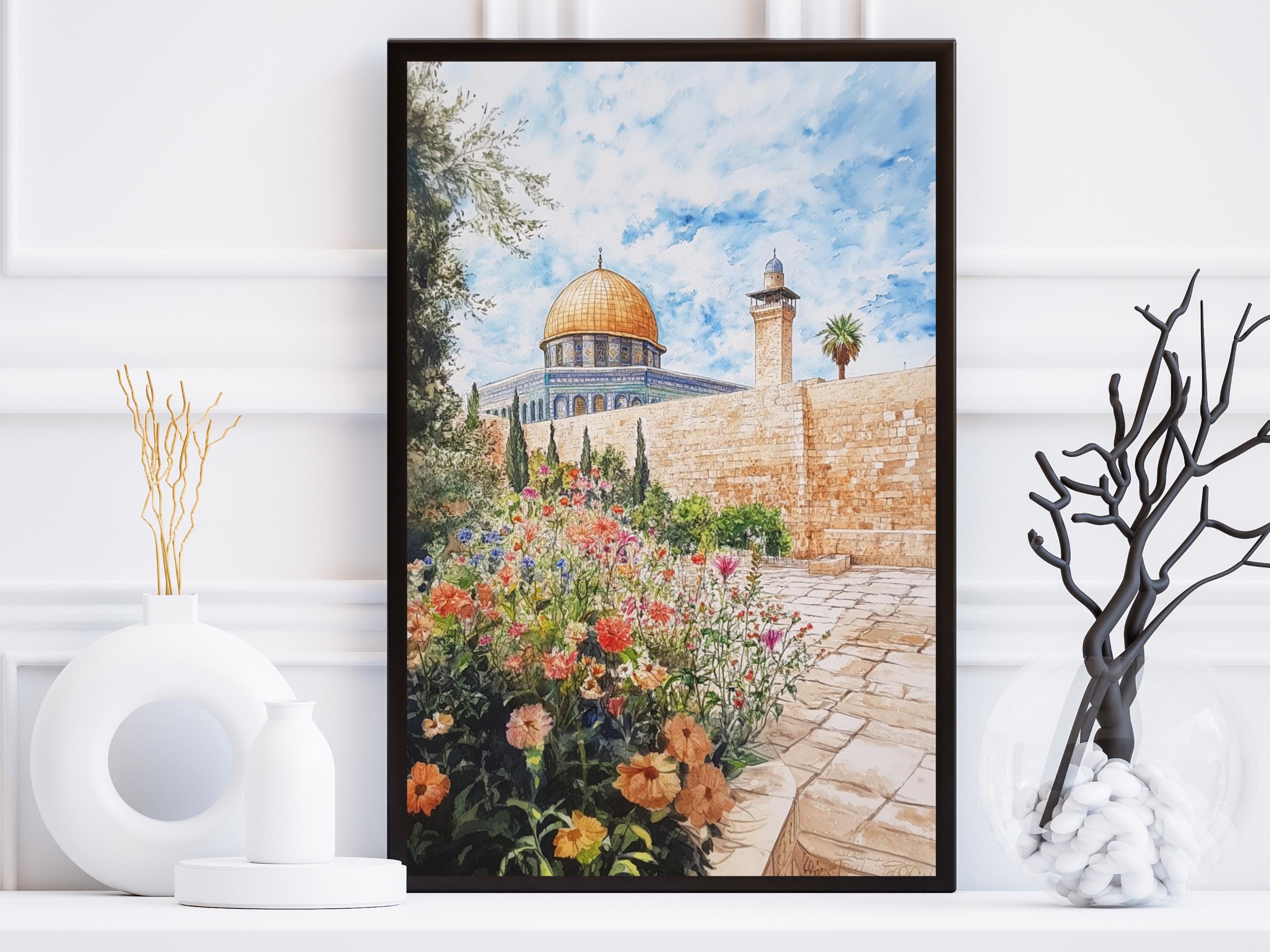 Poppy Al-aqsa Mosque Print, Al-aqsa Mosque Wall Art | Dome of the Rock ...