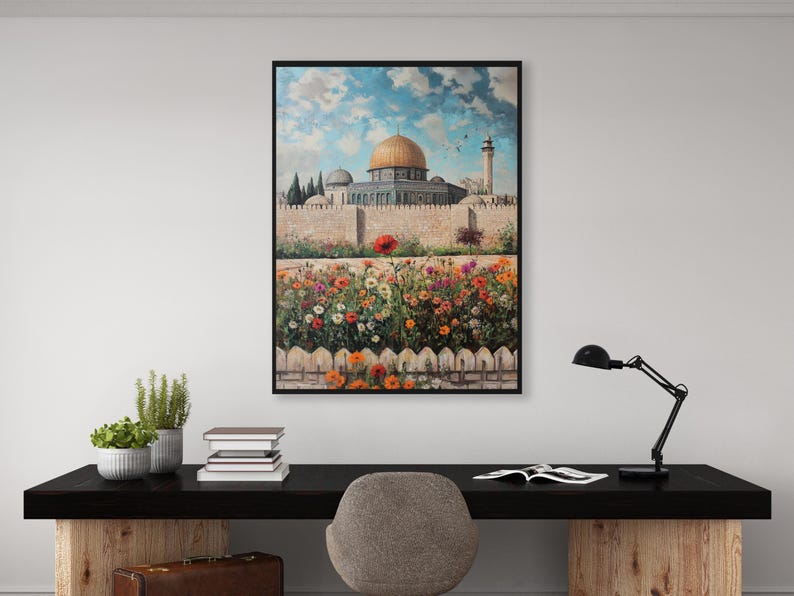 Al-aqsa Mosque Wall Art | Sacred Mosque With Flowers| Poppy Print, Dome ...