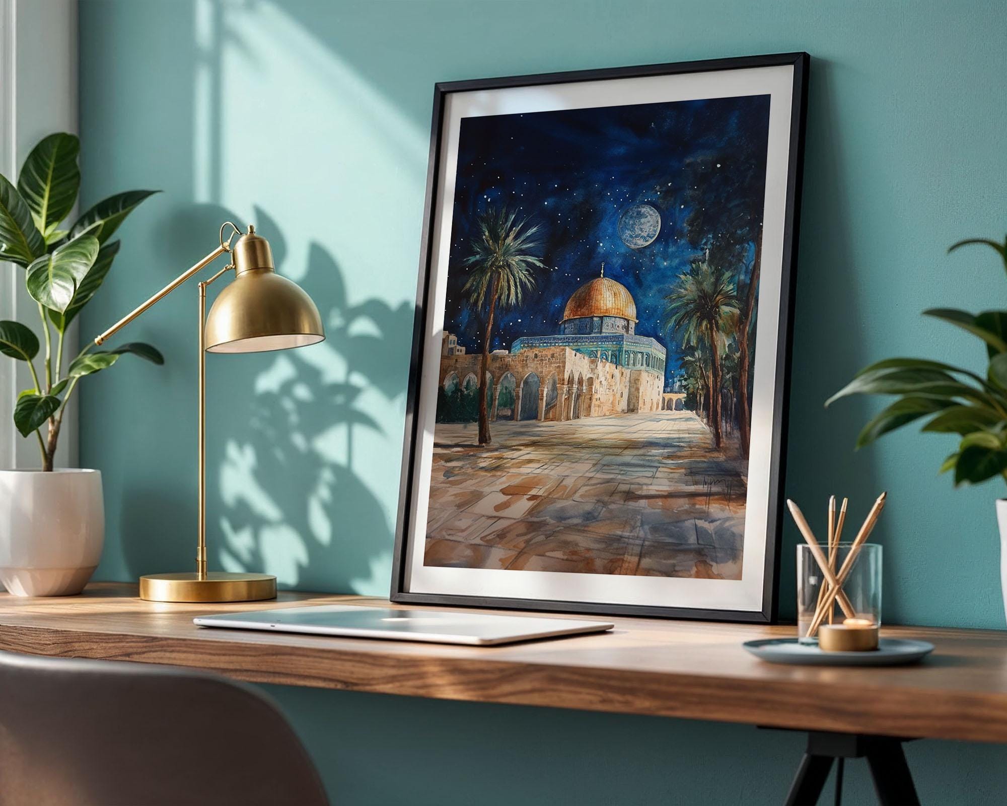 Al-aqsa Mosque & Dome of the Rock Wall Art | Islamic Jerusalem Print ...