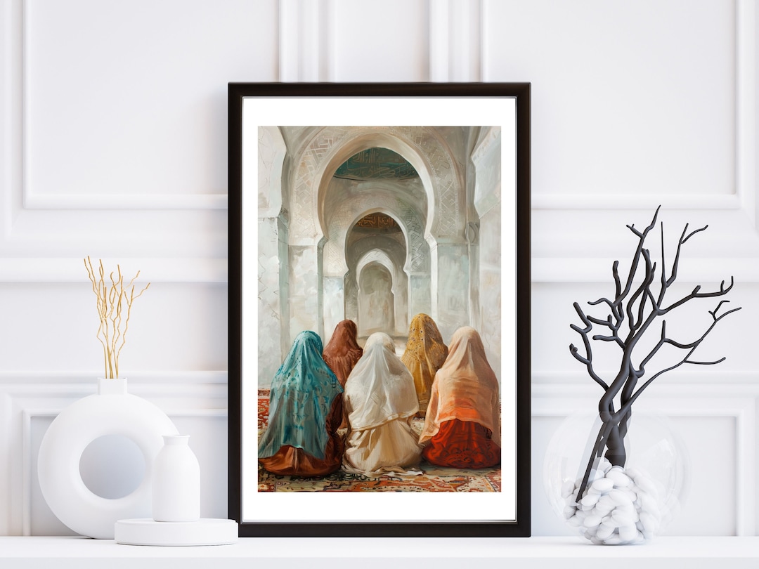 Muslim Sisters Praying Together in a Mosque Wall Art, Poster of Muslim ...