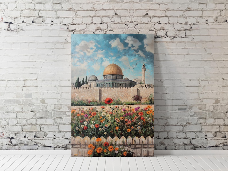 Al-aqsa Mosque Wall Art | Sacred Mosque With Flowers| Poppy Print, Dome ...