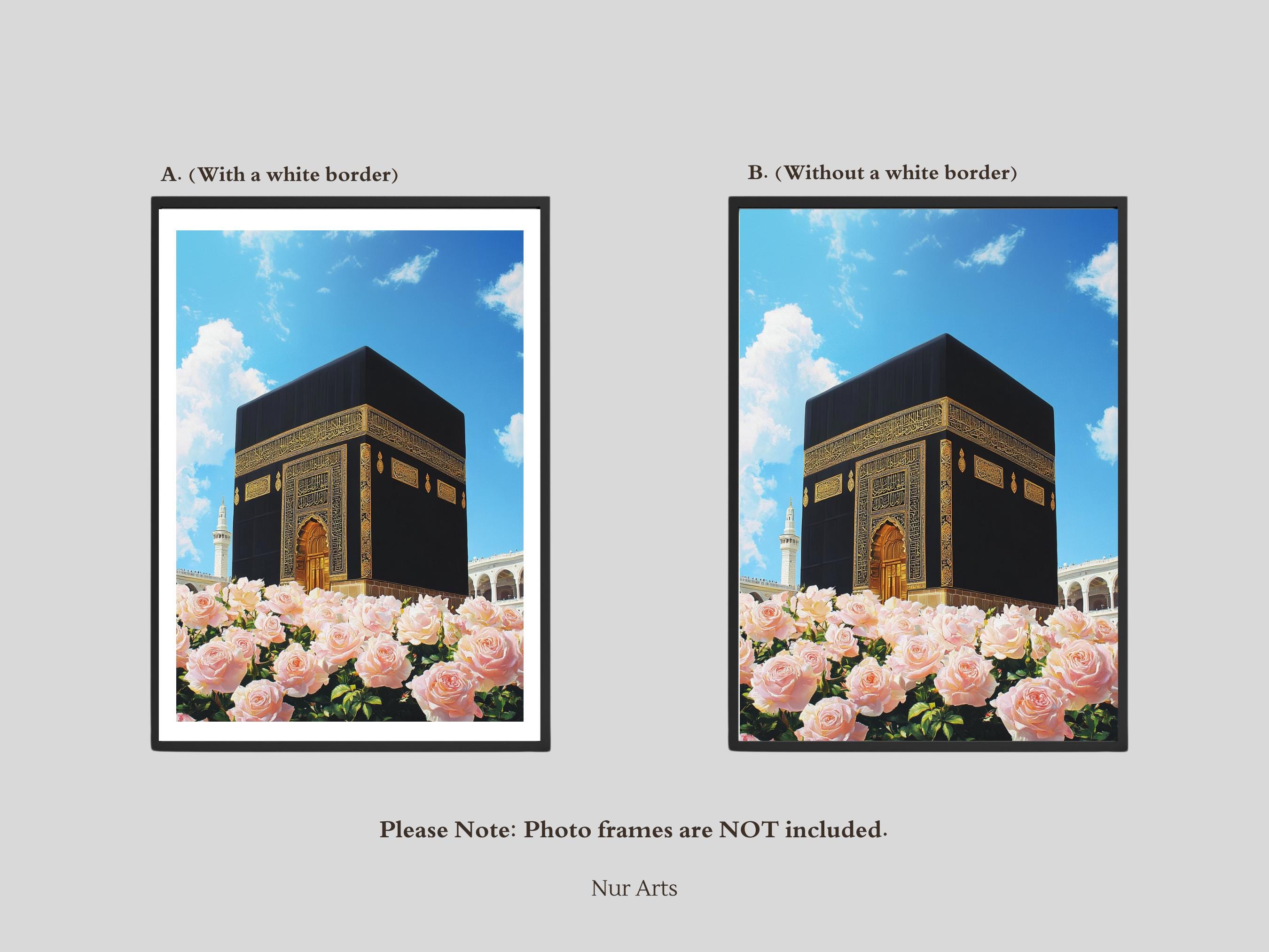 Floral Kaaba Islamic Wall Art for Muslims, Mecca Wall Art With Pink ...