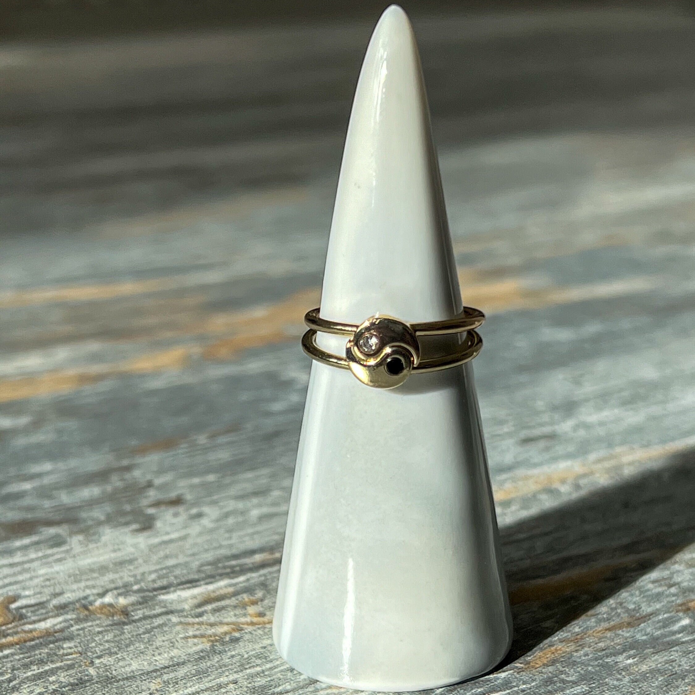 18K Gold Yin Yang Rings, Friendship Rings, Puzzle Ring, Abstract, Best ...