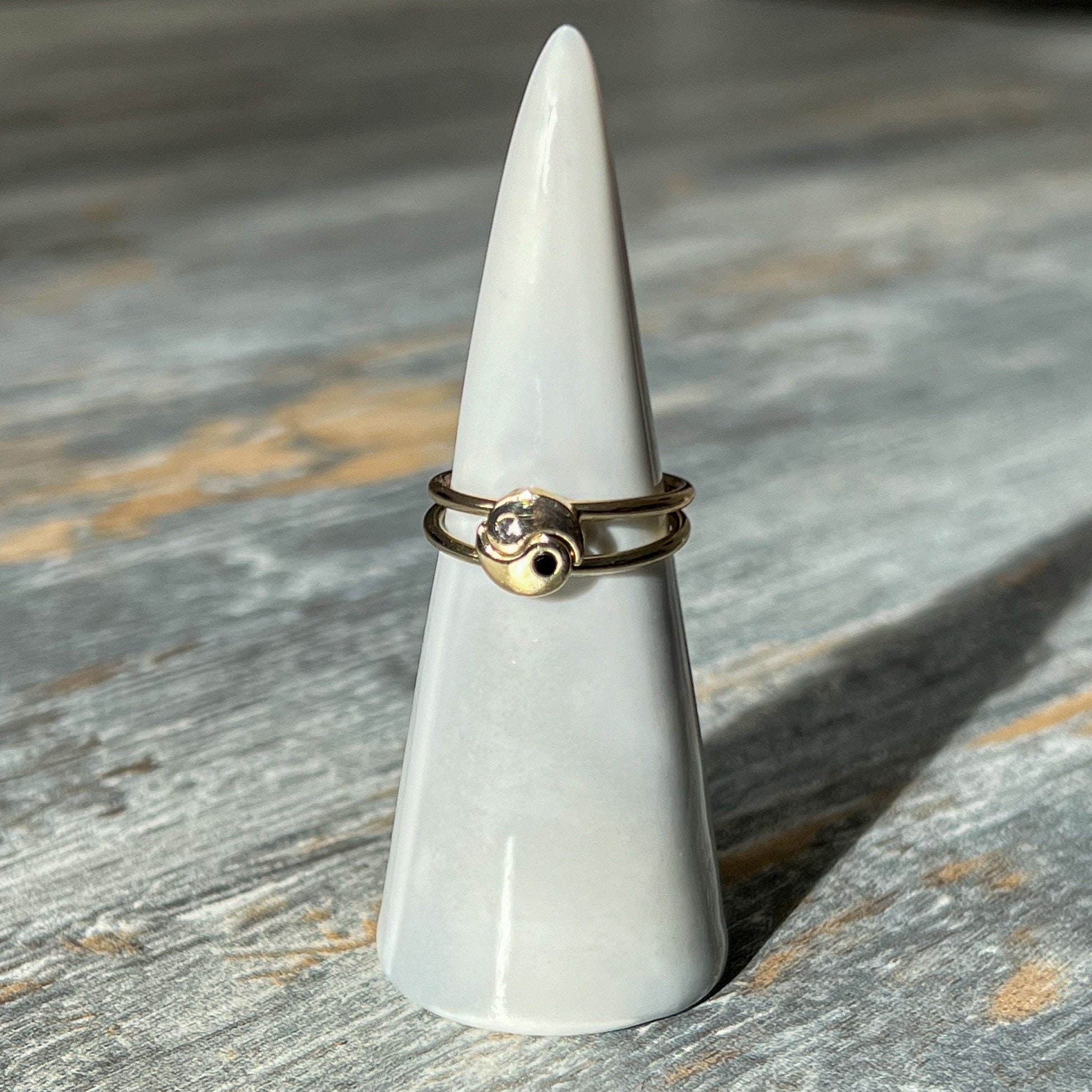 18K Gold Yin Yang Rings, Friendship Rings, Puzzle Ring, Abstract, Best ...