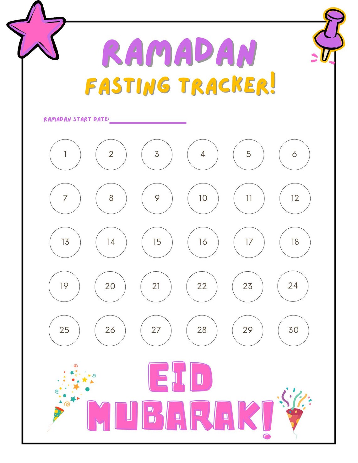 Printable 2025 Ramadan Fasting Tracker, Missed Days & 6 of Shawwal ...