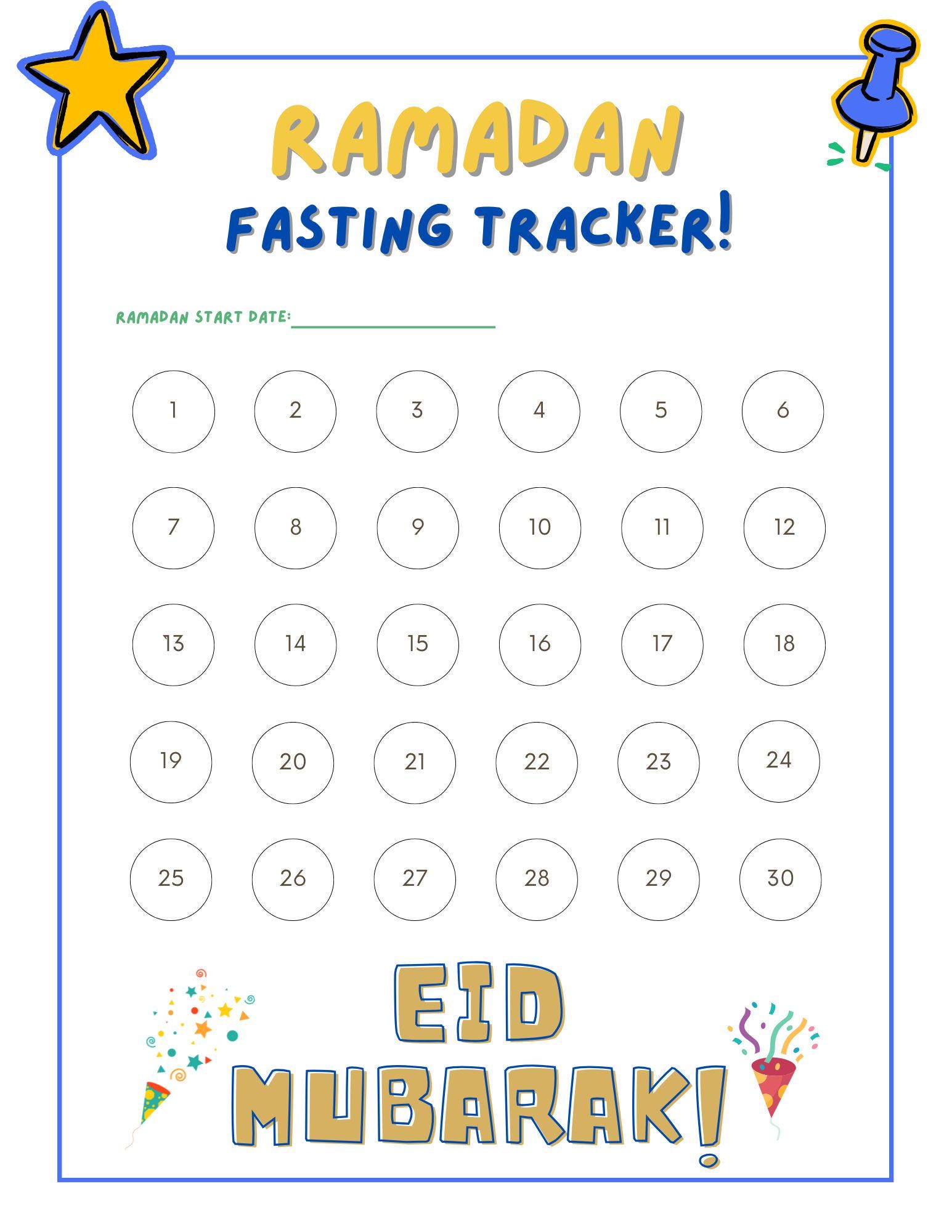 Printable 2025 Ramadan Fasting Tracker, Missed Days & 6 of Shawwal ...