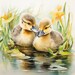 Twin Ducklings, .PNG Files, Nursery Art for Twin Boys, Twin Baby Ducks ...