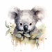 4 Watercolor Woodland Forest Koala Bear Images, .PNG File, Baby Room ...