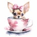 5 Watercolor Chihuahua Puppy Images, Puppy in Tea Cup, .PNG File ...