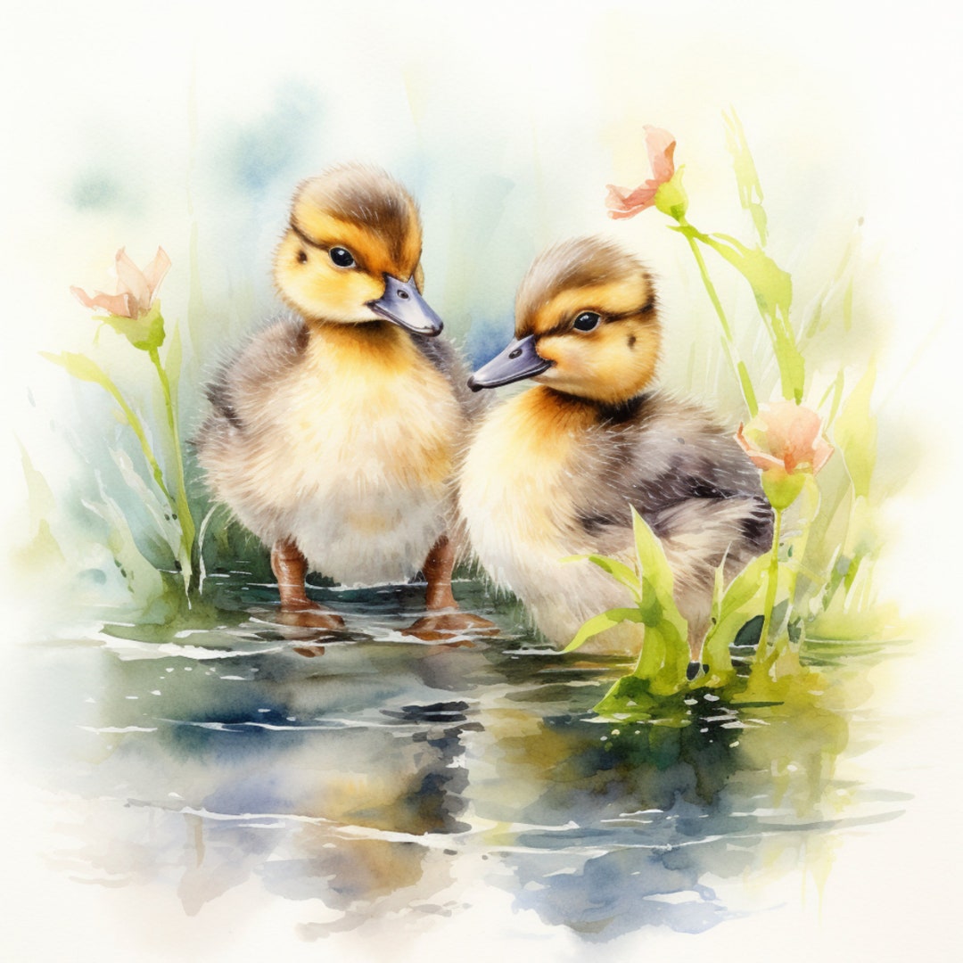 Twin Ducklings, .PNG Files, Nursery Art for Twin Boys, Twin Baby Ducks ...