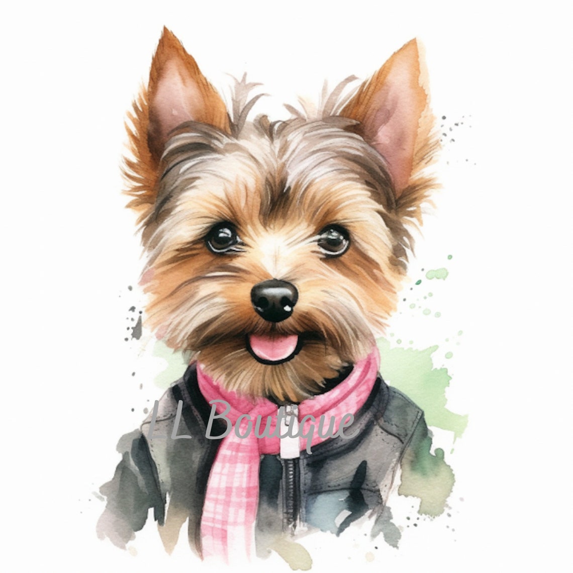 4 Watercolor Male Yorkie Images, .PNG File, Dog Art, Nursery Art, Wall ...