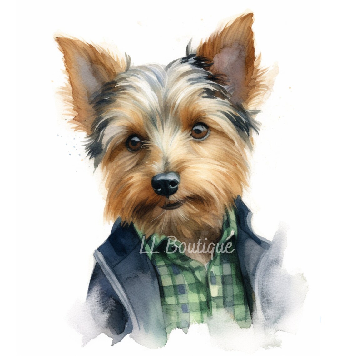 4 Watercolor Male Yorkie Images, .PNG File, Dog Art, Nursery Art, Wall ...