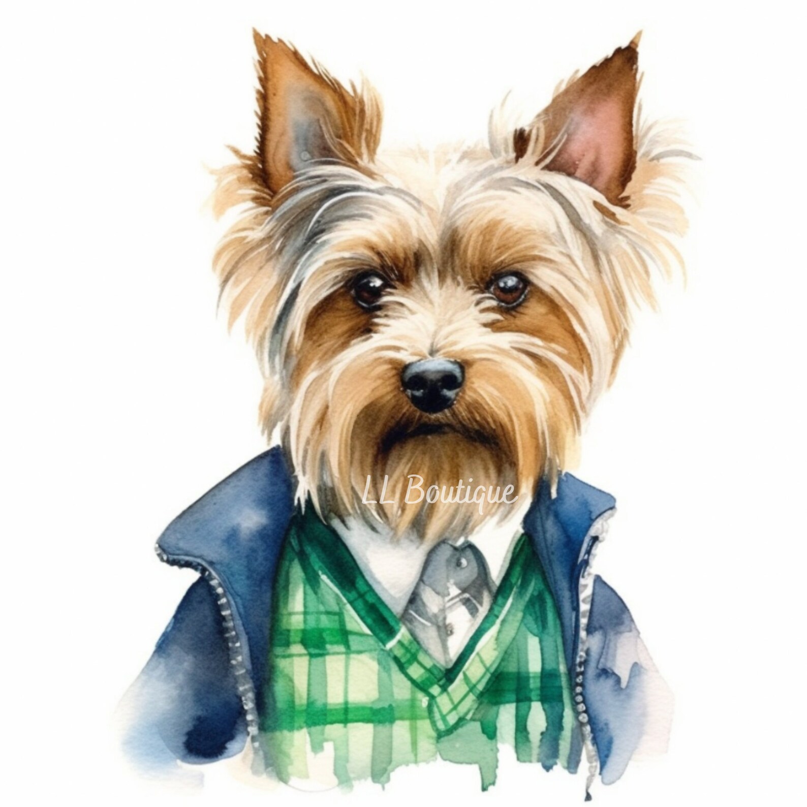 4 Watercolor Male Yorkie Images, .PNG File, Dog Art, Nursery Art, Wall ...