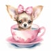 5 Watercolor Chihuahua Puppy Images, Puppy in Tea Cup, .PNG File ...
