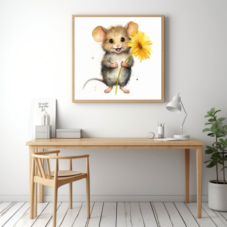 4 Watercolor Woodland Forest Mouse Images, .PNG File, Baby Room Art ...