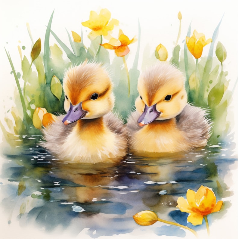 Twin Ducklings, .PNG Files, Nursery Art for Twin Boys, Twin Baby Ducks, Twin Boy Art - Etsy