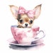 5 Watercolor Chihuahua Puppy Images, Puppy in Tea Cup, .PNG File ...