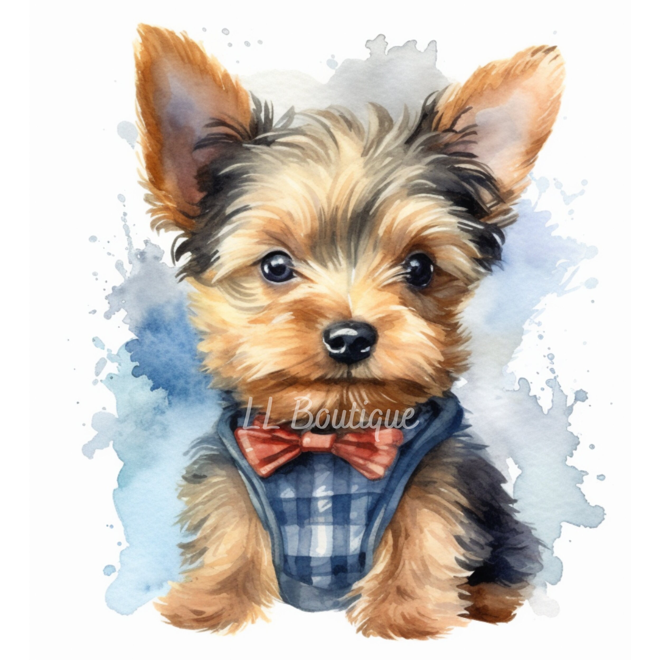 4 Watercolor Male Yorkie Images, .PNG File, Dog Art, Nursery Art, Wall ...