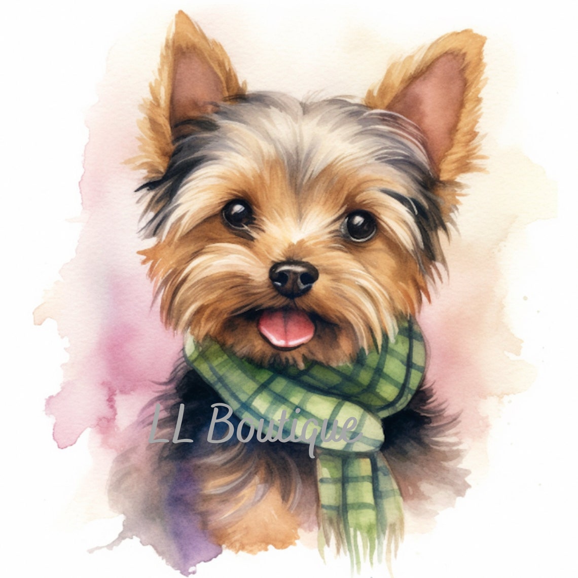 4 Watercolor Male Yorkie Images, .PNG File, Dog Art, Nursery Art, Wall ...