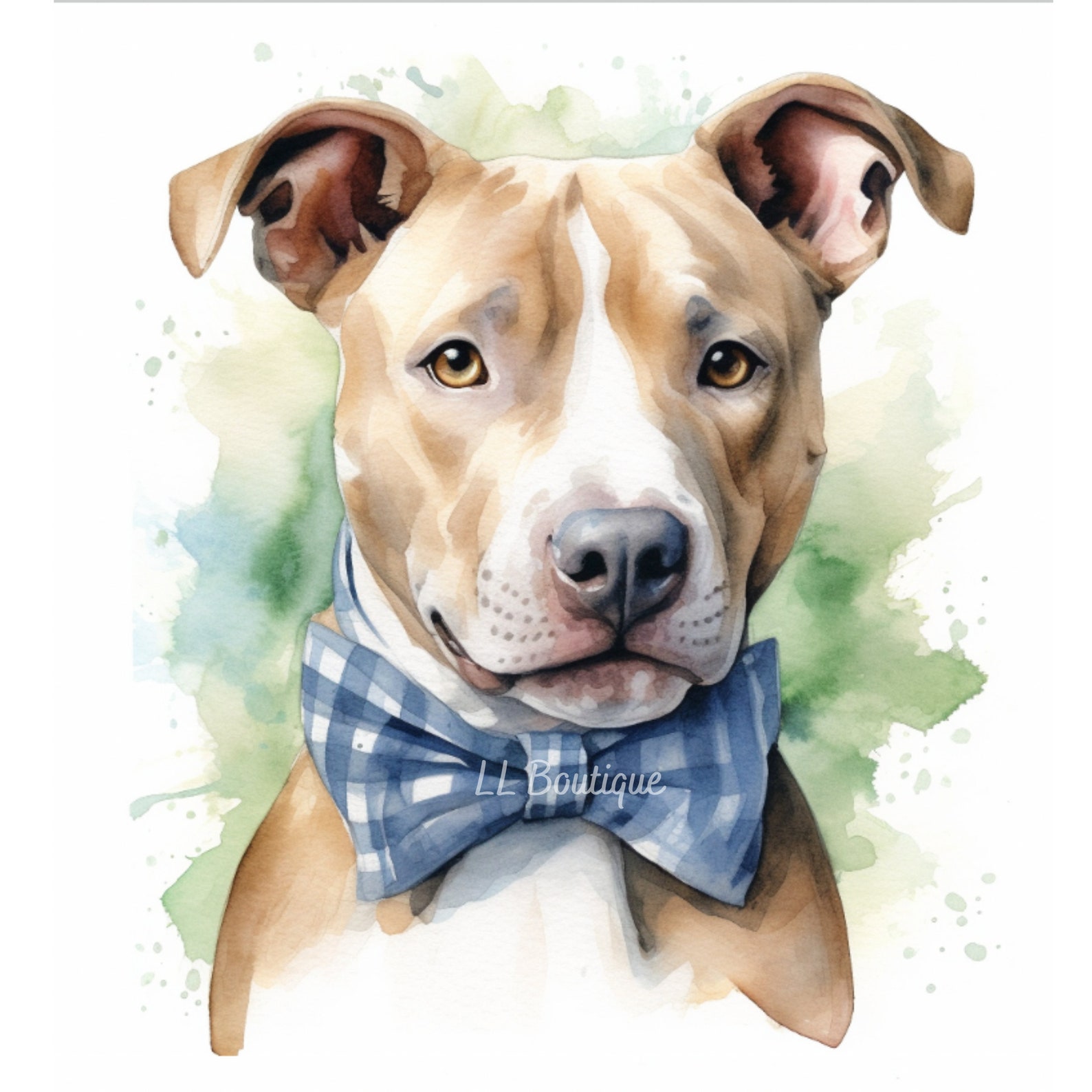 4 Watercolor Pitbull Portrait, .PNG File, Dog Art, Nursery Art, Wall ...