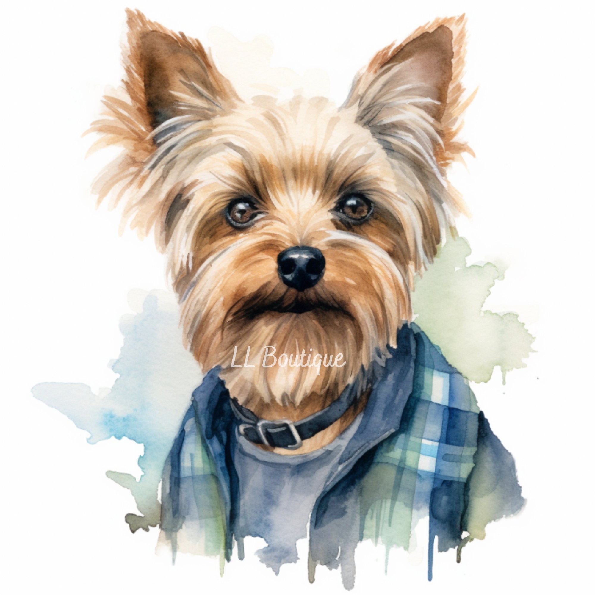4 Watercolor Male Yorkie Images, .PNG File, Dog Art, Nursery Art, Wall ...