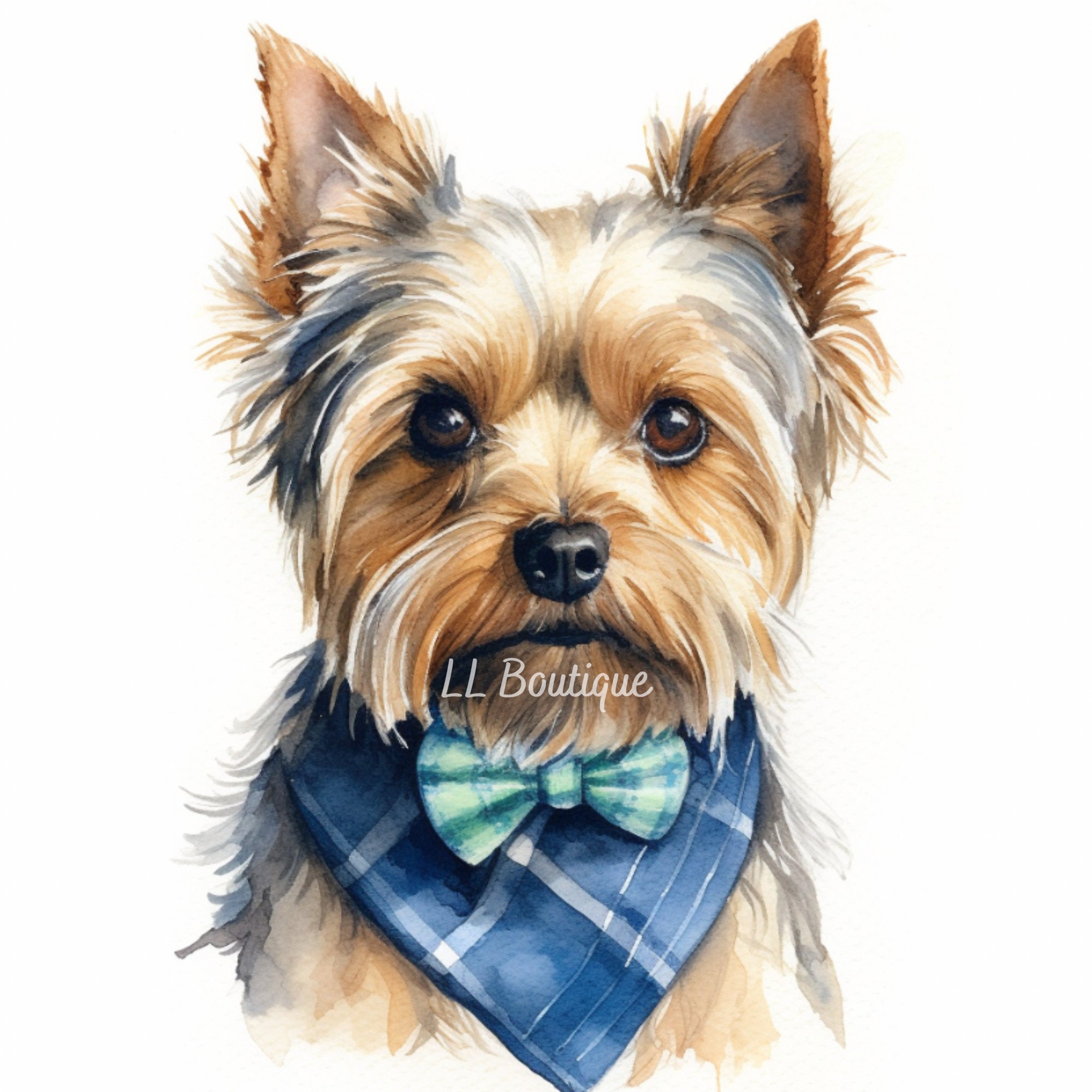 4 Watercolor Male Yorkie Images, .PNG File, Dog Art, Nursery Art, Wall ...
