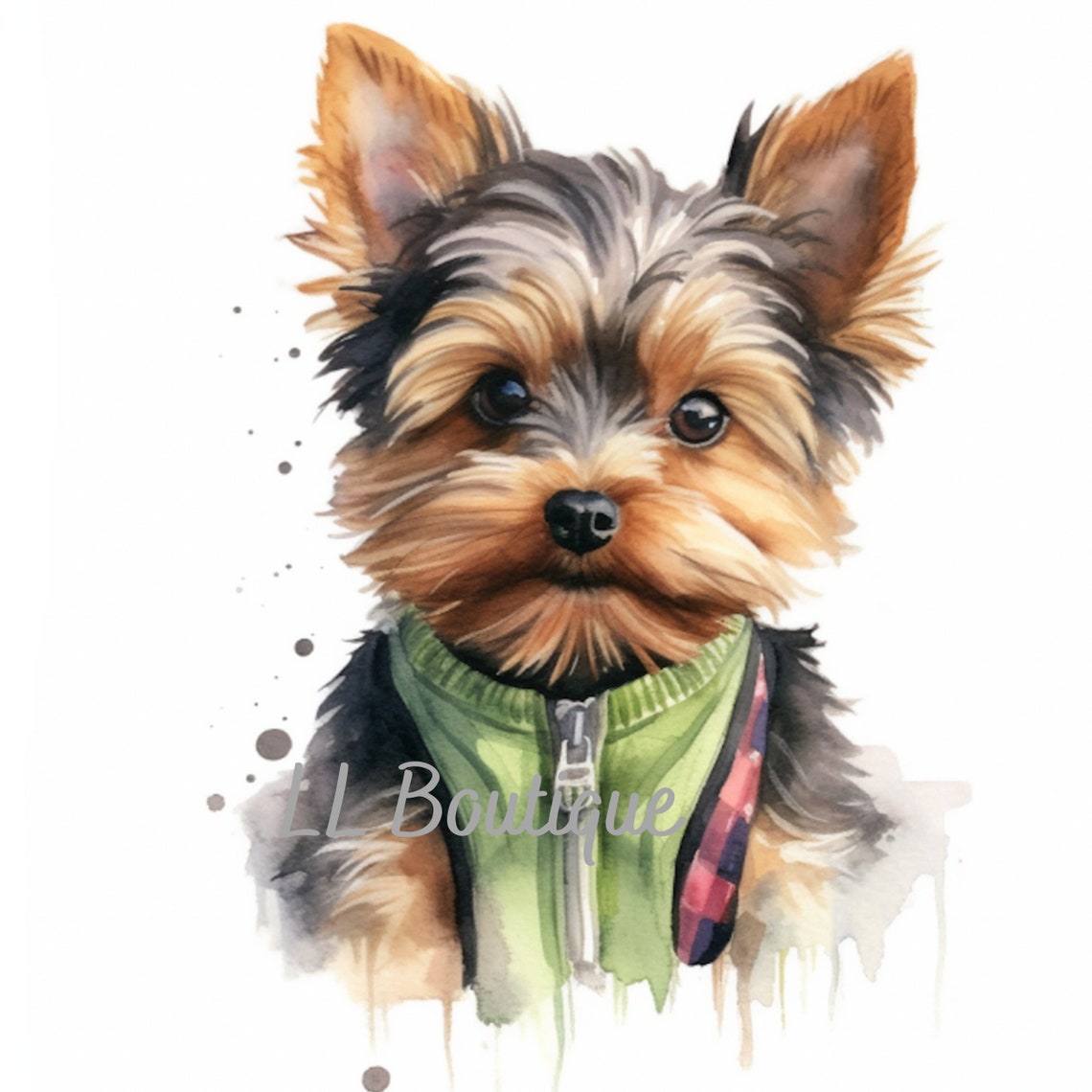 4 Watercolor Male Yorkie Images, .PNG File, Dog Art, Nursery Art, Wall ...