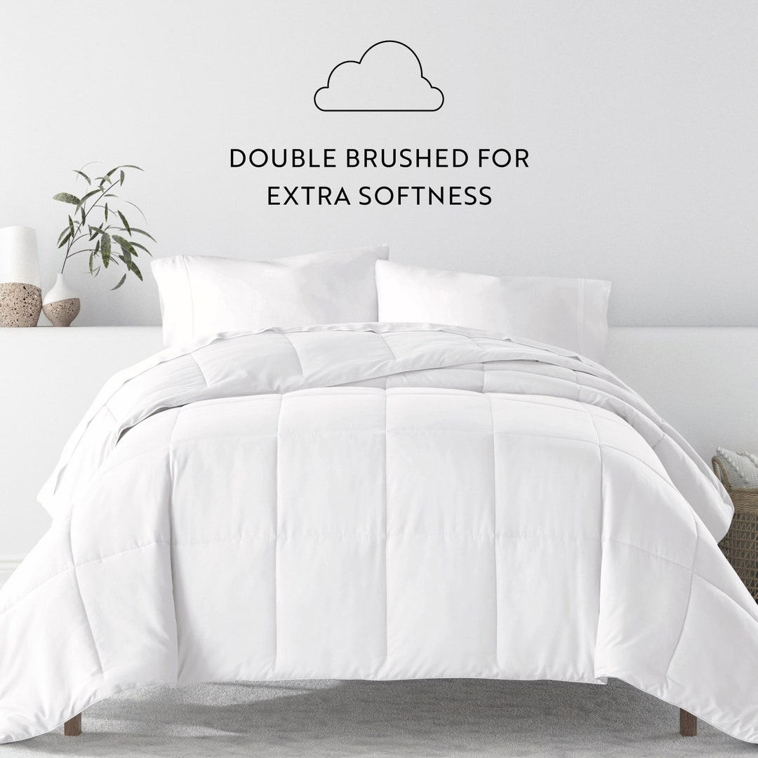 Lightweight White Comforter - Queen & King Sizes, Solid Design ...