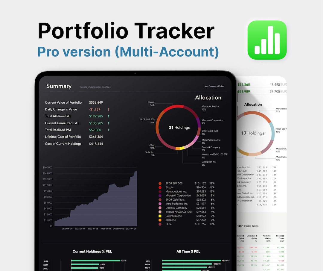 Multi-account Portfolio Tracker: Crypto & Stocks Spreadsheet for Apple ...