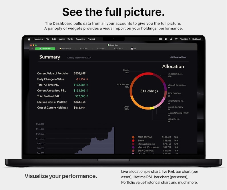 Multi-account Portfolio Tracker: Crypto & Stocks Spreadsheet for Apple ...