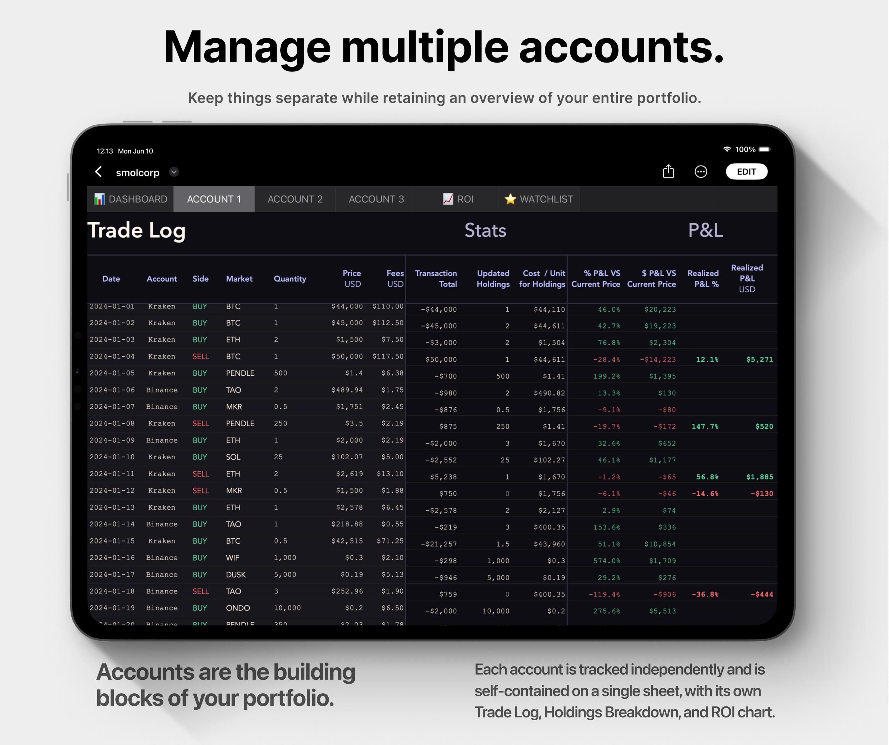 Multi-account Portfolio Tracker: Crypto & Stocks Spreadsheet for Apple ...