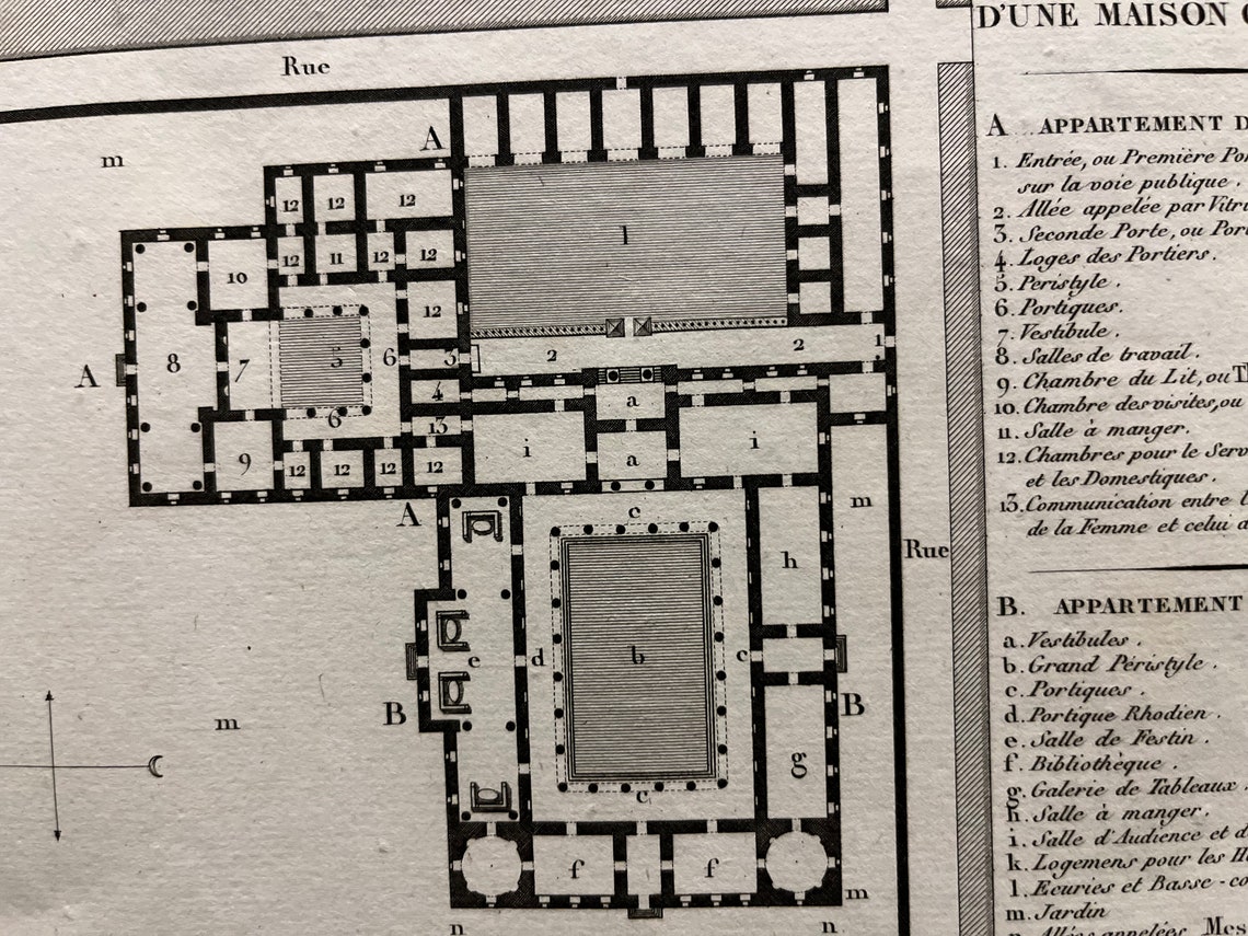 Original Print of Ancient Greek House Plan (1824) - Etsy