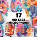 Watercolor Vintage Microphone Clipart, Vintage Clipart Bundle, Music ...