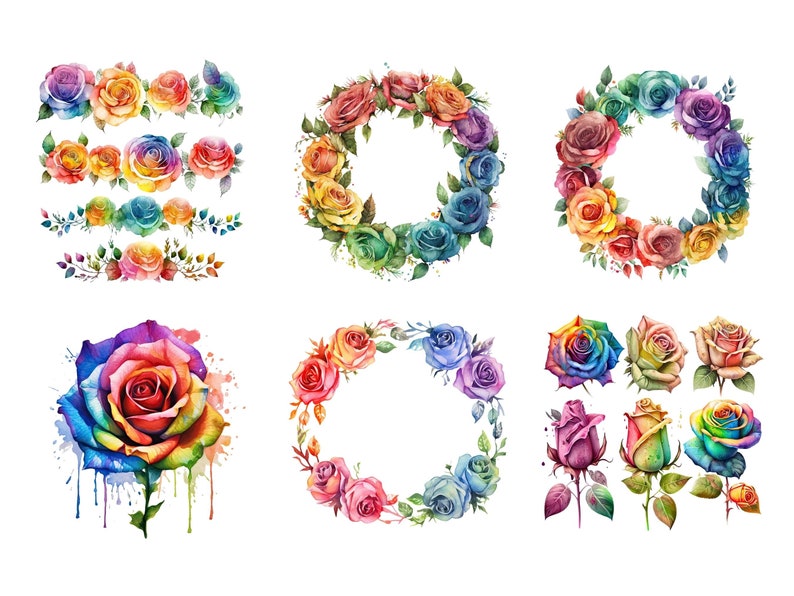 Floral Rose Bundle PNG Rose Flower Bundle Clipart Roses - Etsy