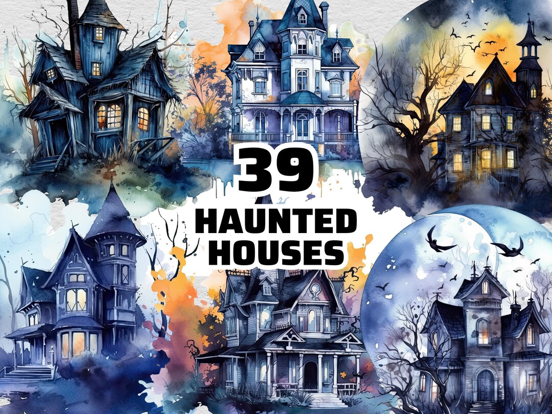 Haunted House Clipart, Watercolor Haunted House, Haunted House PNG ...