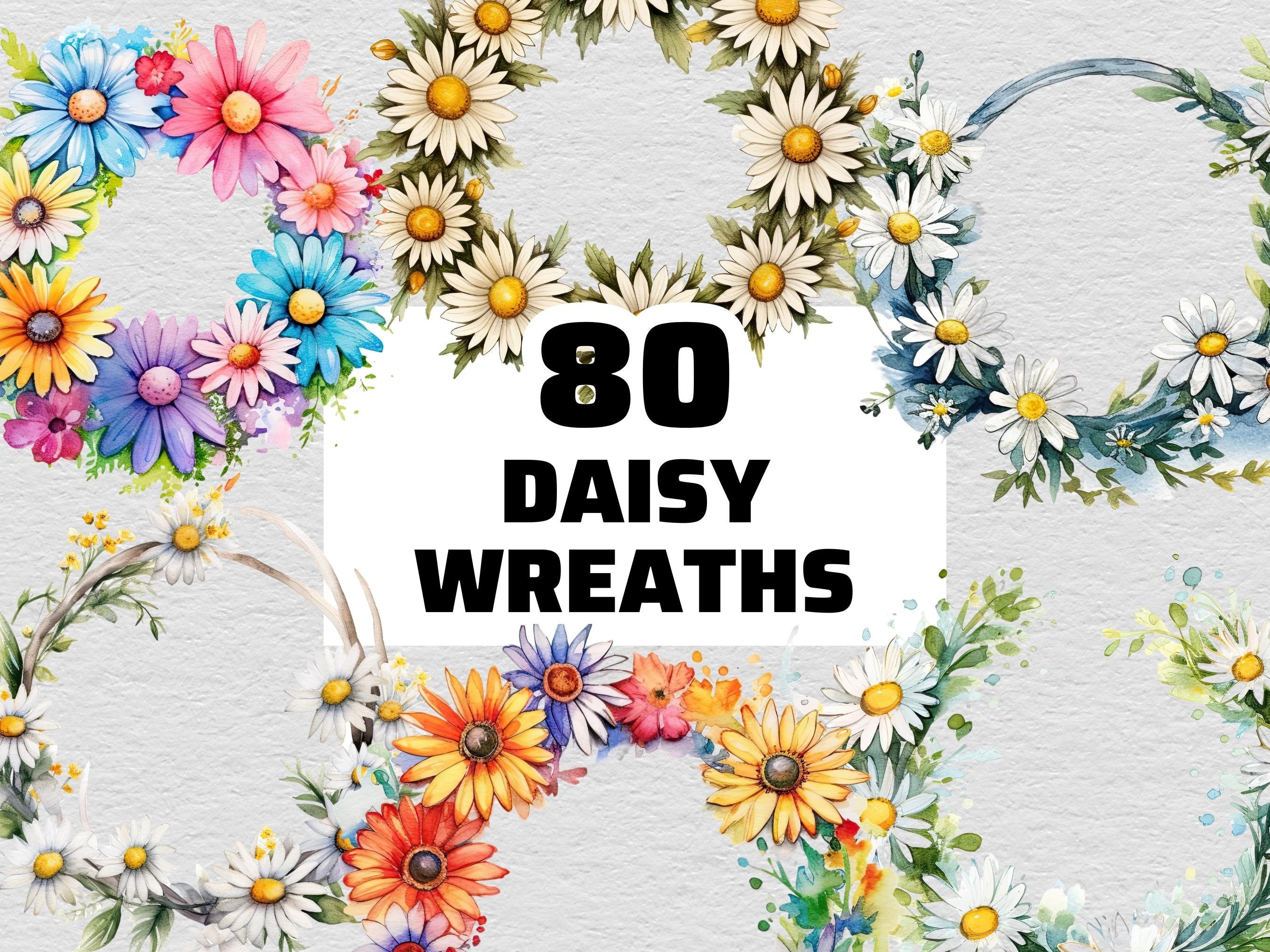 Wreath Clipart Daisy Wreath PNG Floral Wreath Clipart - Etsy
