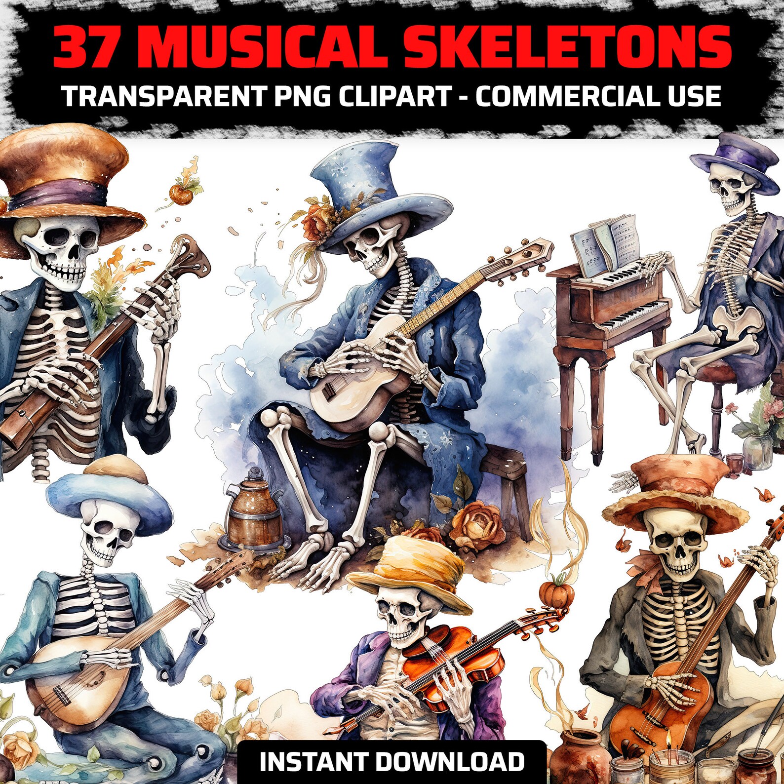 Skeleton PNG Designs Skeletons Clipart Halloween Skeleton - Etsy