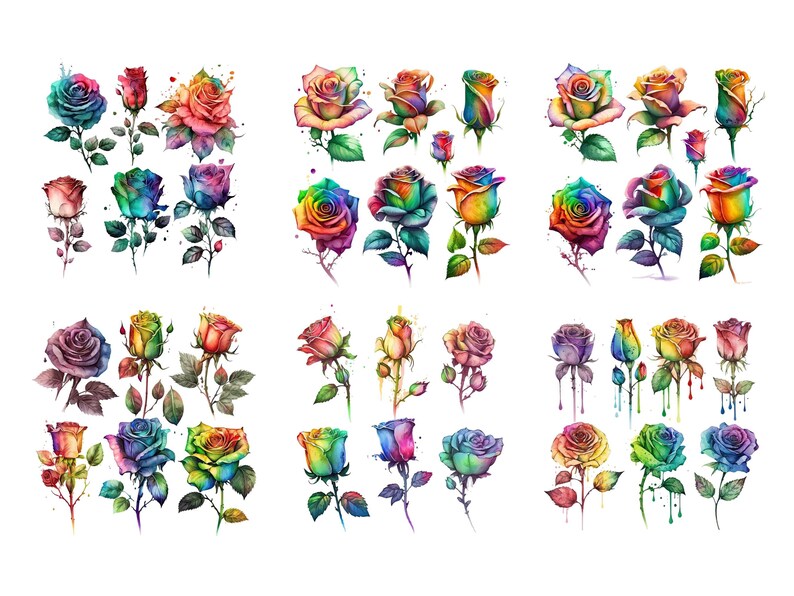 Floral Rose Bundle PNG Rose Flower Bundle Clipart Roses - Etsy