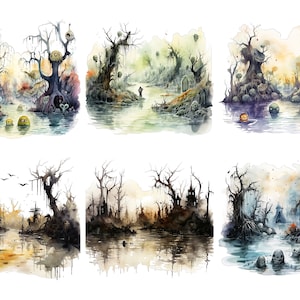 Swamp Clipart, Spooky PNG, Haunted Clipart, Halloween PNG, Scary ...