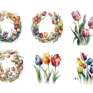 Tulip Clipart, Spring Tulips PNG, Watercolor Tulips PNG, Watercolor ...